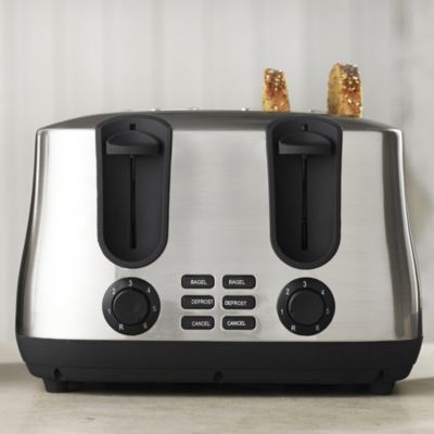 Elementi Brushed Stainless Steel 4-Slice Toaster | Lakeland