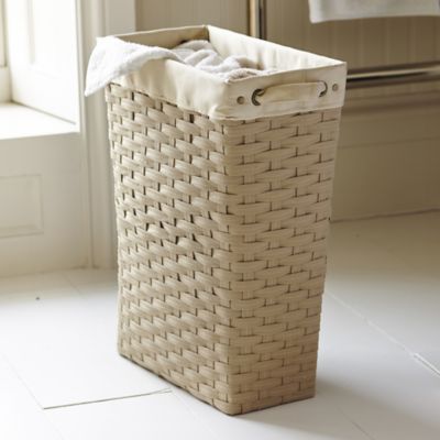 Slim Woven Lined Laundry Basket With Handles Beige 30L | Lakeland