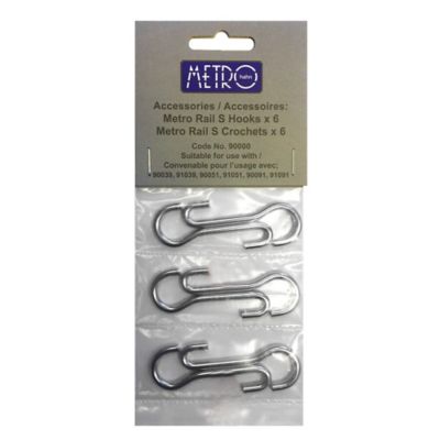Hahn Metro Hanging S Hooks For Metro Wall Rails x6 | Lakeland