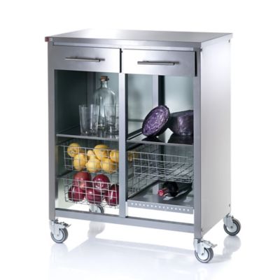 Hahn Double Steel Cook Kitchen Trolley, Stainless Steel | Lakeland