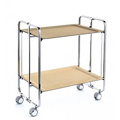 Hahn Neo Folding 2-Tier Serving Trolley, Chrome & Beech | Lakeland