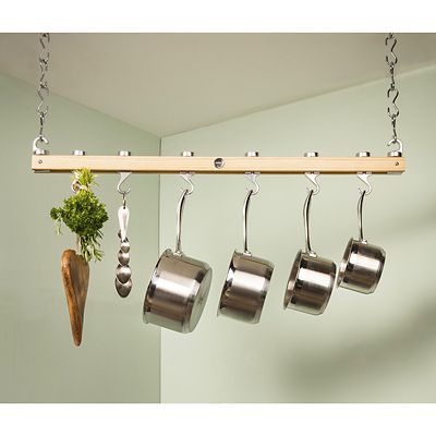 Hahn Classic Single Bar Hanging Rack, Pine & Chrome | Lakeland