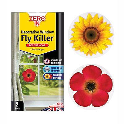 Decorative Fly Killer Window Stickers Floral Design x2 | Lakeland
