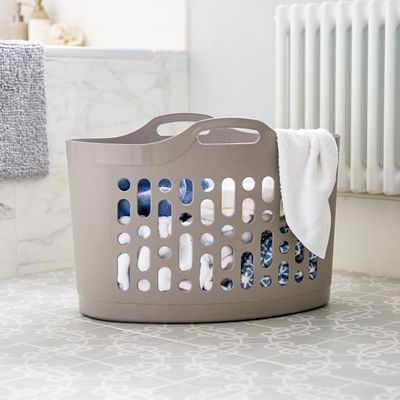 Flexi-Store Flexible Plastic Laundry Basket, 50L Latte | Lakeland