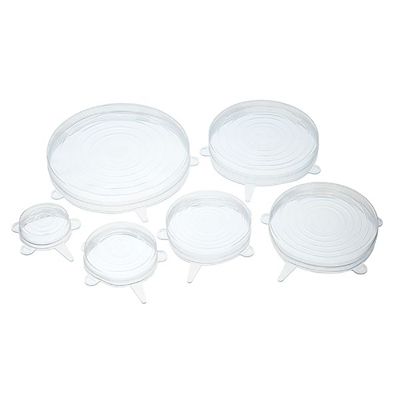 6 Kitchencraft Clear Stretchable Reusable Silicone Lids | Lakeland
