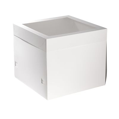 35cm Square White Cardboard Cake Gift Box with Window and Lid | Lakeland