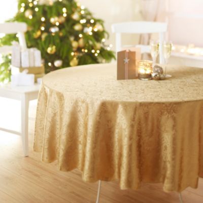 Oblong Gold Damask Tablecloths | Lakeland