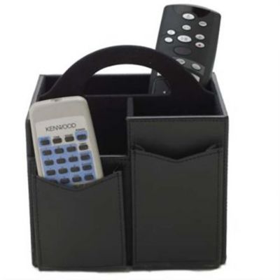 Black Leather-Look Remote Control Tidy with Handle | Lakeland