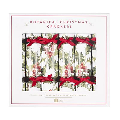 Talking Tables Botanical Holly Christmas Crackers - Pack of 6 | Lakeland