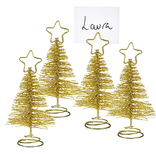 Gold Glitter Christmas Tree Place Card Holders - Set of 4 | Lakeland Gold Glitter Christmas Tree Place Card Holders - Set of 4 | Lakeland