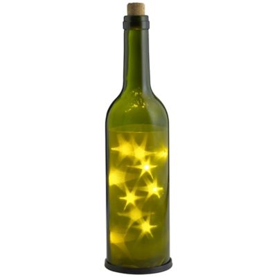 LED 3D Star Green Glass Light Up Bottle | Lakeland