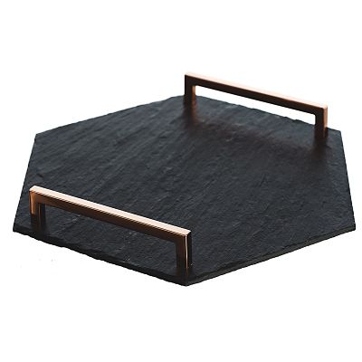 Just Slate Hexagonal Slate Serving Tray with Copper Handles | Lakeland