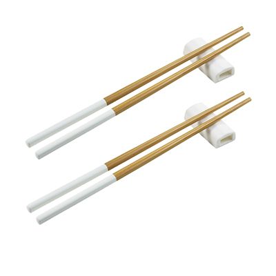 2 Zak Designs Bamboo Chopsticks & Silicone Rests | Lakeland