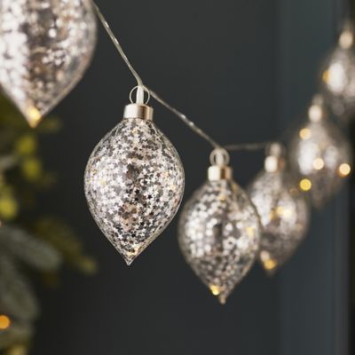 1.8m Glass Vintage Christmas Bauble Light String | Lakeland