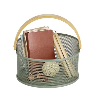 Lakeland Round Mesh Storage Basket with Bamboo Handle | Lakeland