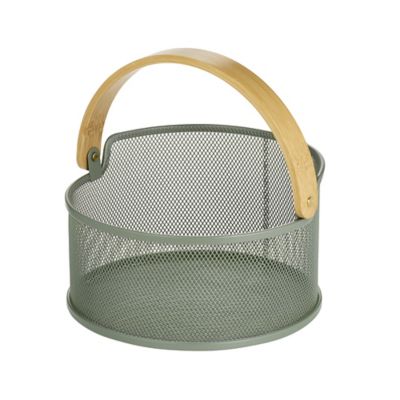 Lakeland Round Mesh Storage Basket with Bamboo Handle | Lakeland