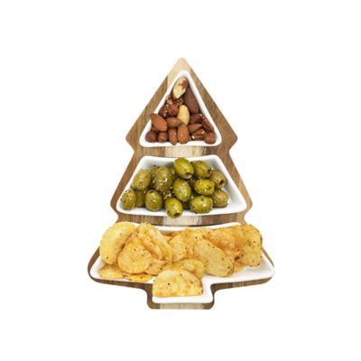 Christmas Tree Serving Platter with Porcelain Dishes | Lakeland