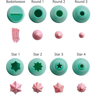 Silicone Piping Bag with Built-in Coupler & 8 Nozzles | Lakeland