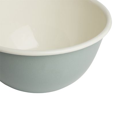 Mary Berry Cream & Green Enamel Pudding Basin 17cm | Lakeland